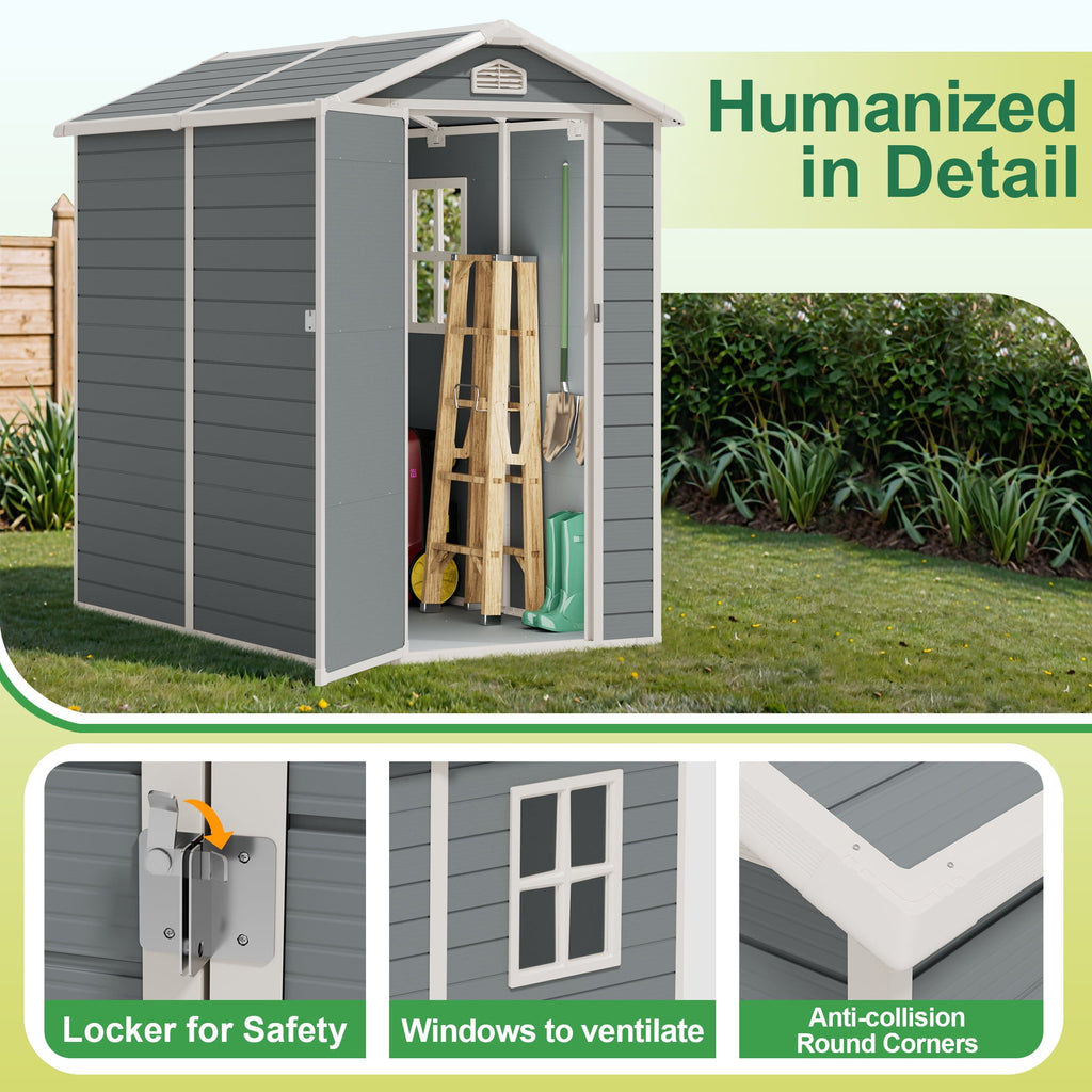 Devoko 4' x 6' Plastic Shed for Outdoor Storage All-Weather Resin Stor