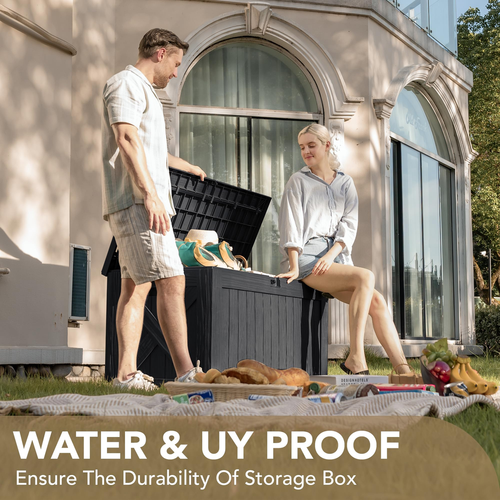 Devoko 120 Gallon Deck Box Resin Outdoor Storage Box Waterproof for Pa