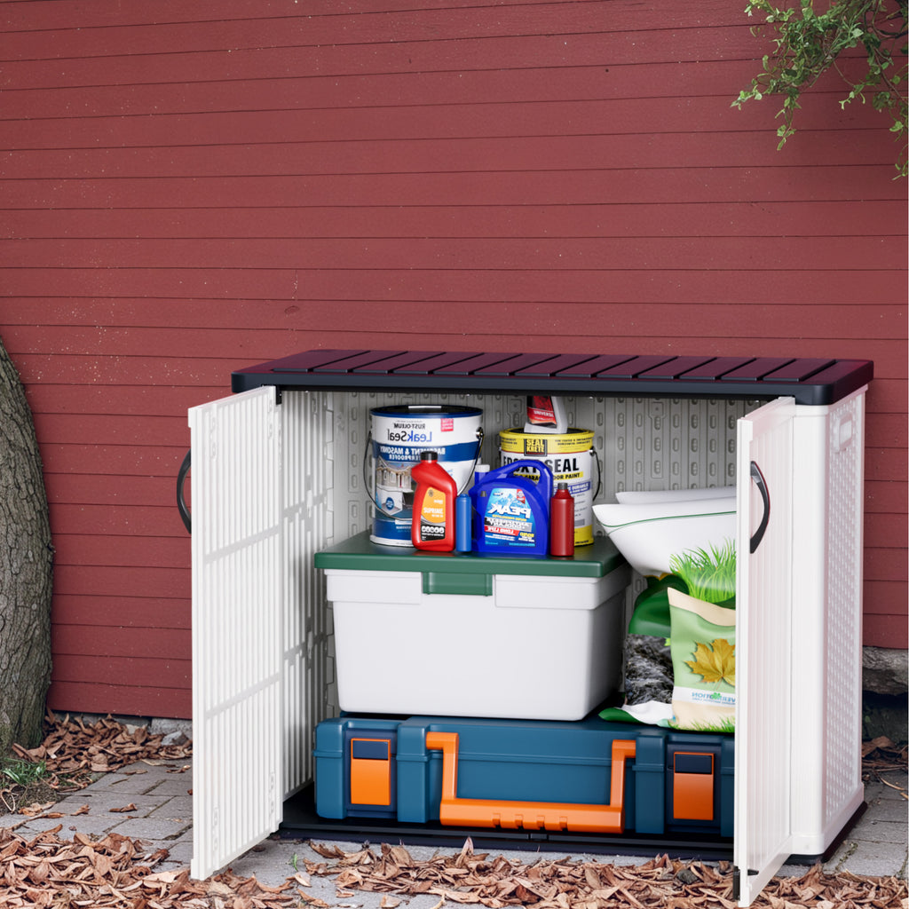 Devoko Outdoor Horizontal Storage Cabinet 26 Cu Ft with Lockable Doors
