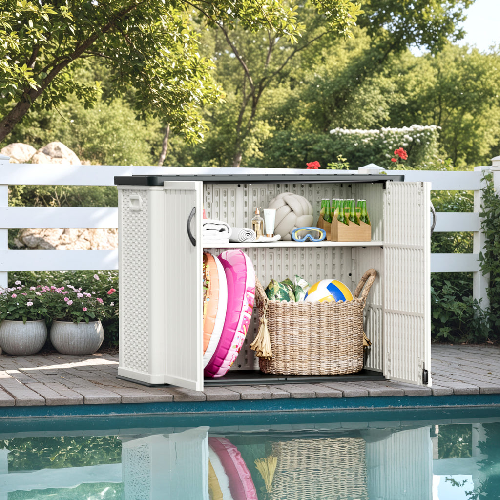 Devoko Outdoor Horizontal Storage Cabinet 26 Cu Ft with Lockable Doors